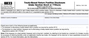 IRS Form 8833 Instructions - Treaty-Based Return Disclosures