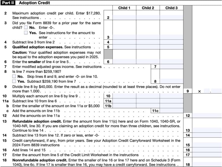 IRS Form 8839 Instructions - Guide to Qualified Adoption Expenses