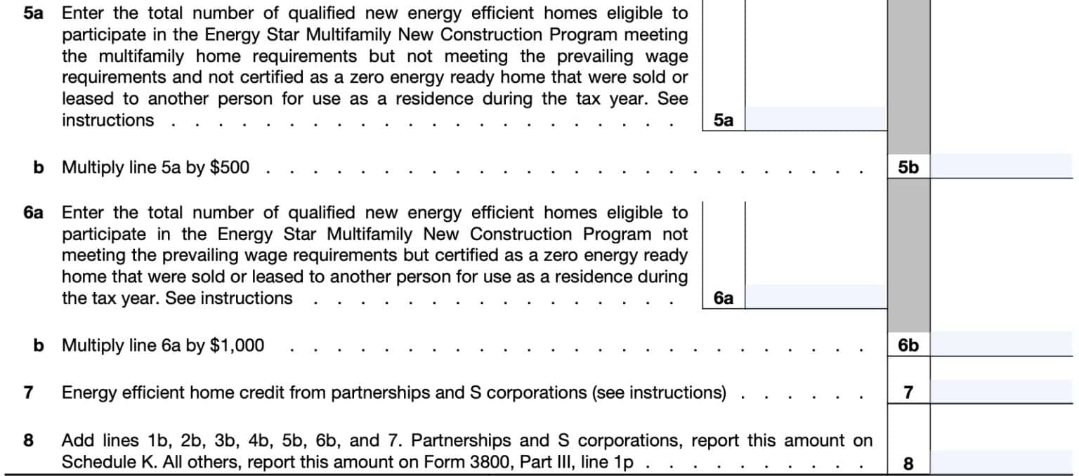 IRS Form 8908 Instructions - Energy Efficient Home Credits