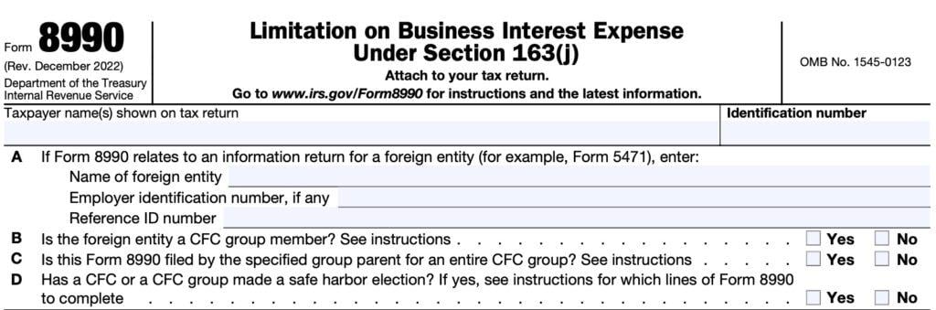 IRS Form 8990 Instructions - Business Interest Expense Limitation