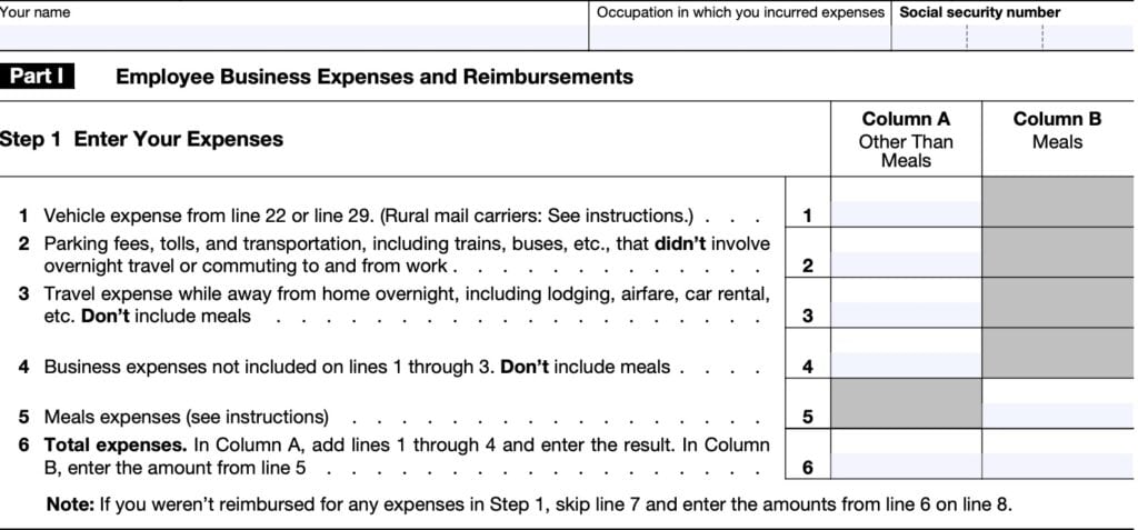IRS Form 2106 Instructions - Employee Business Expenses