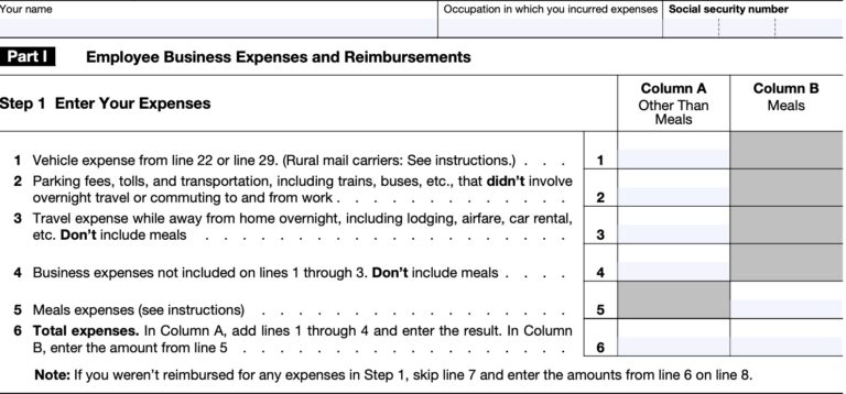 IRS Form 2106 Instructions - Employee Business Expenses
