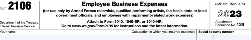 IRS Form 2106 Instructions - Employee Business Expenses