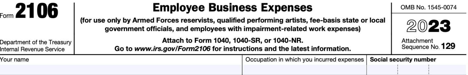 IRS Form 2106 Instructions - Employee Business Expenses