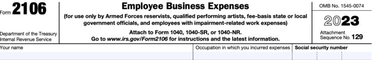 IRS Form 2106 Instructions - Employee Business Expenses