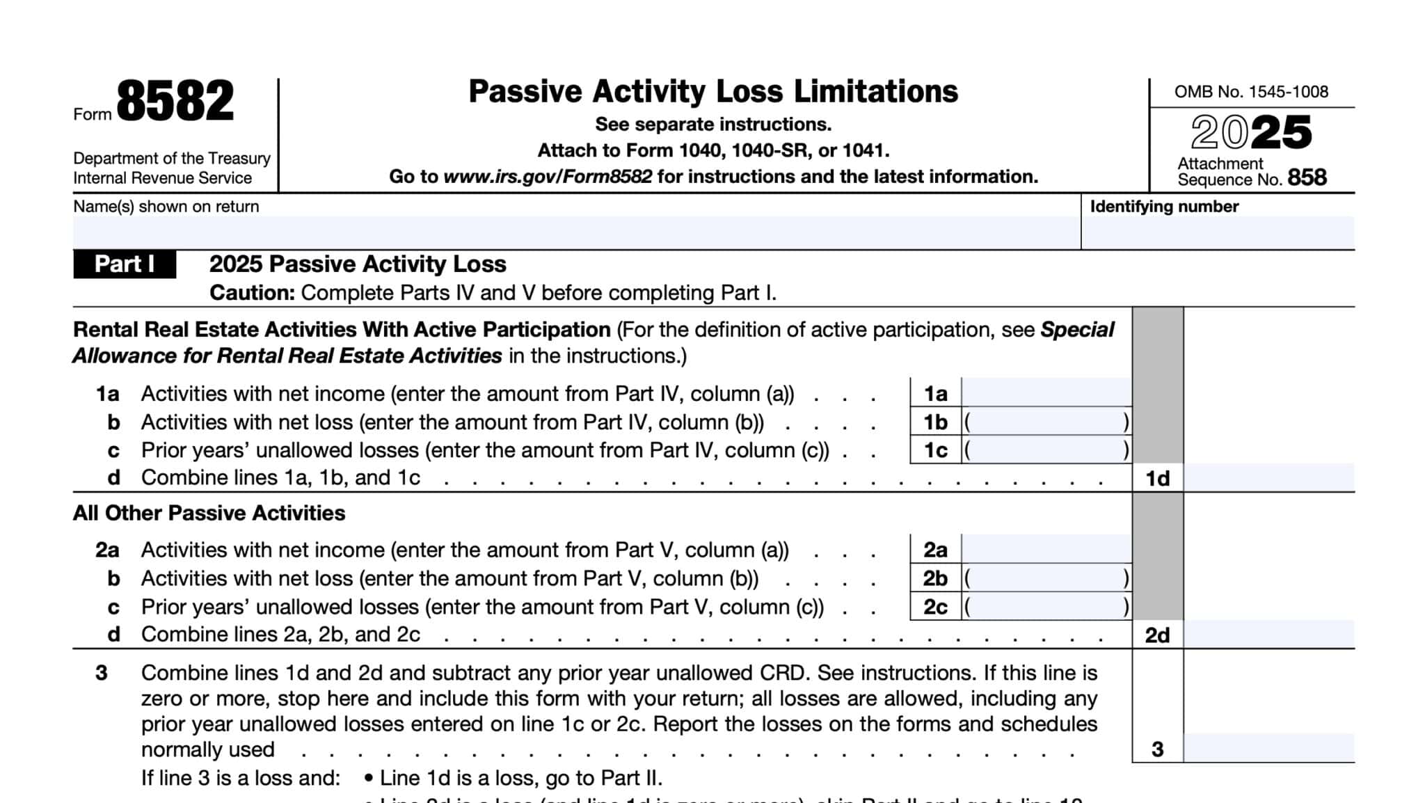 IRS Form 461 Instructions - Limitation on Business Losses