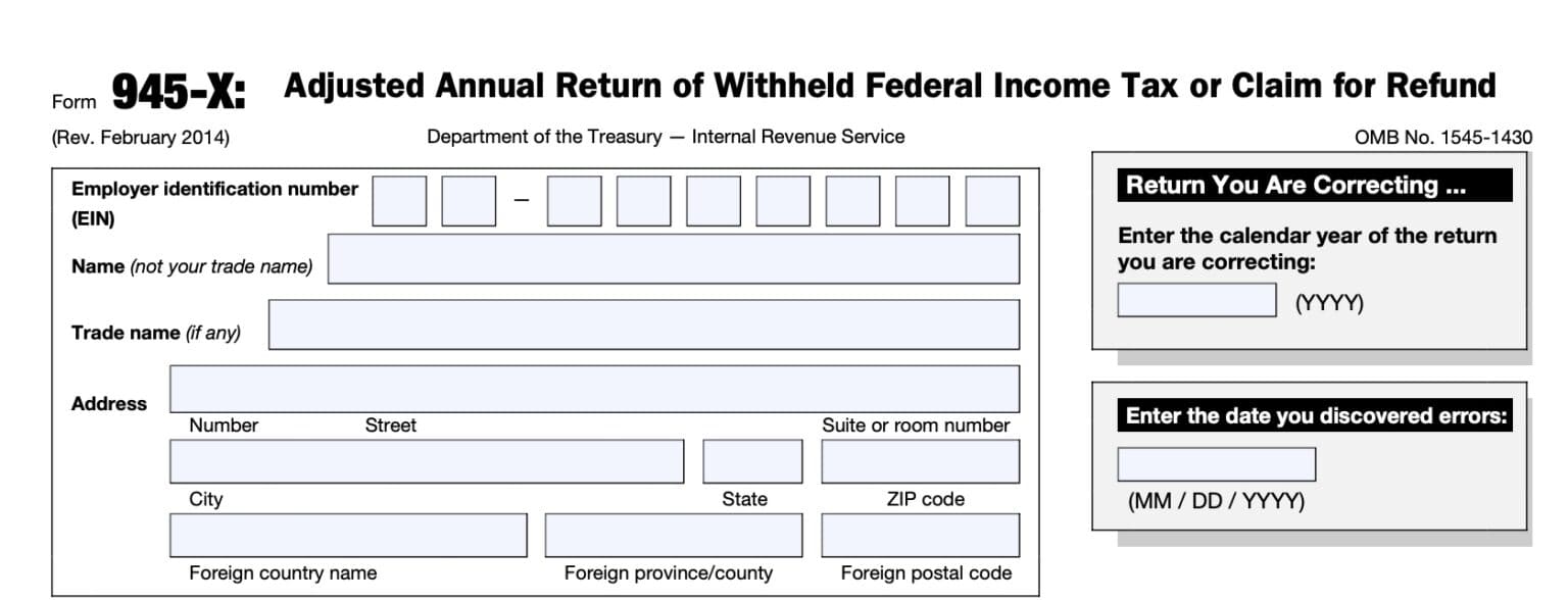 IRS Form 945-X Instructions - Adjusted Return on Withheld Tax