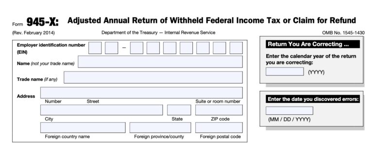 IRS Form 945-X Instructions - Adjusted Return on Withheld Tax