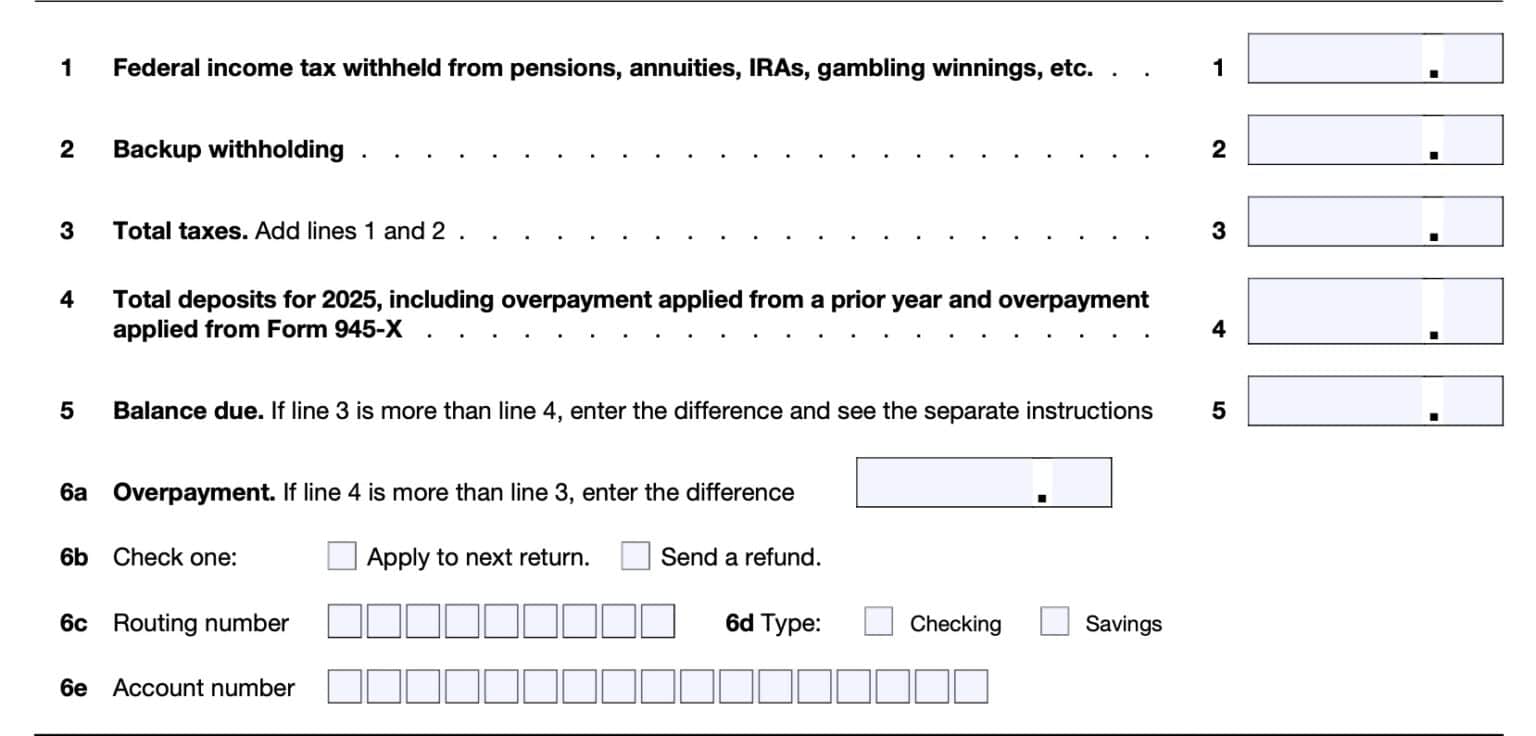 IRS Form 945 Instructions