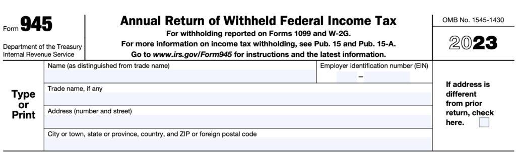 IRS Form 945 Instructions