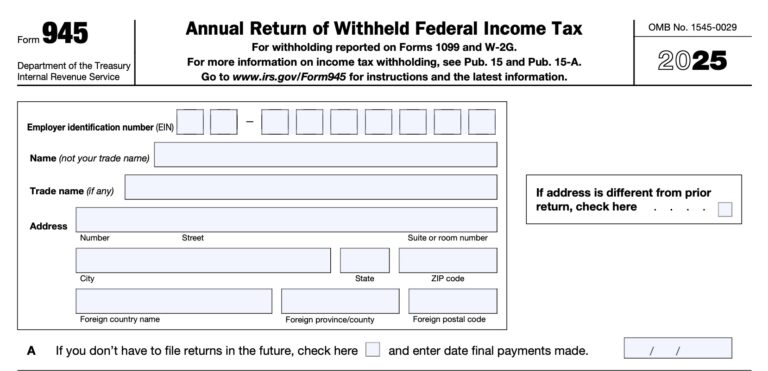 IRS Form 945 Instructions