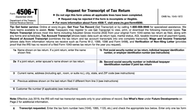 IRS Form 4506-C Instructions - IVES Request for Tax Transcripts