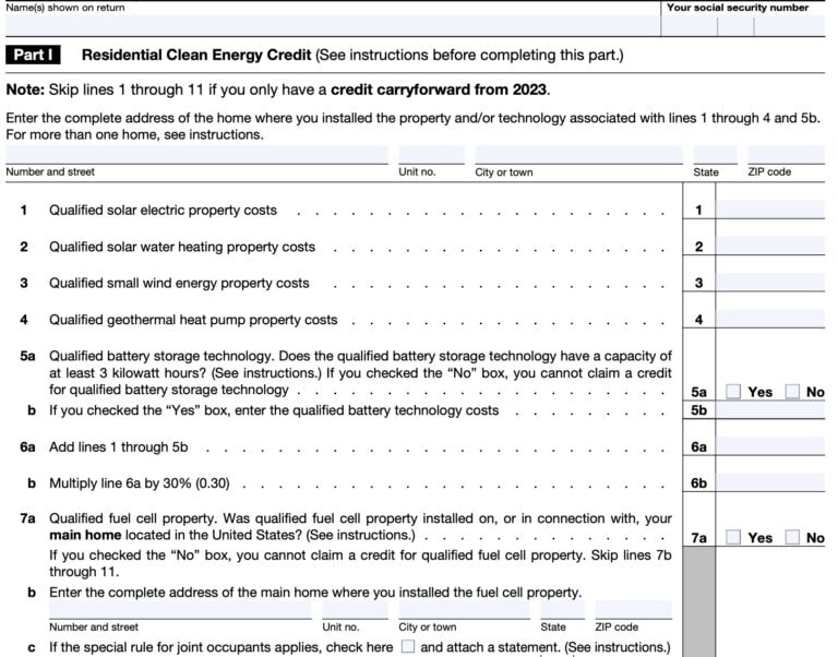 IRS Form 5695 Instructions - Residential Energy Credits
