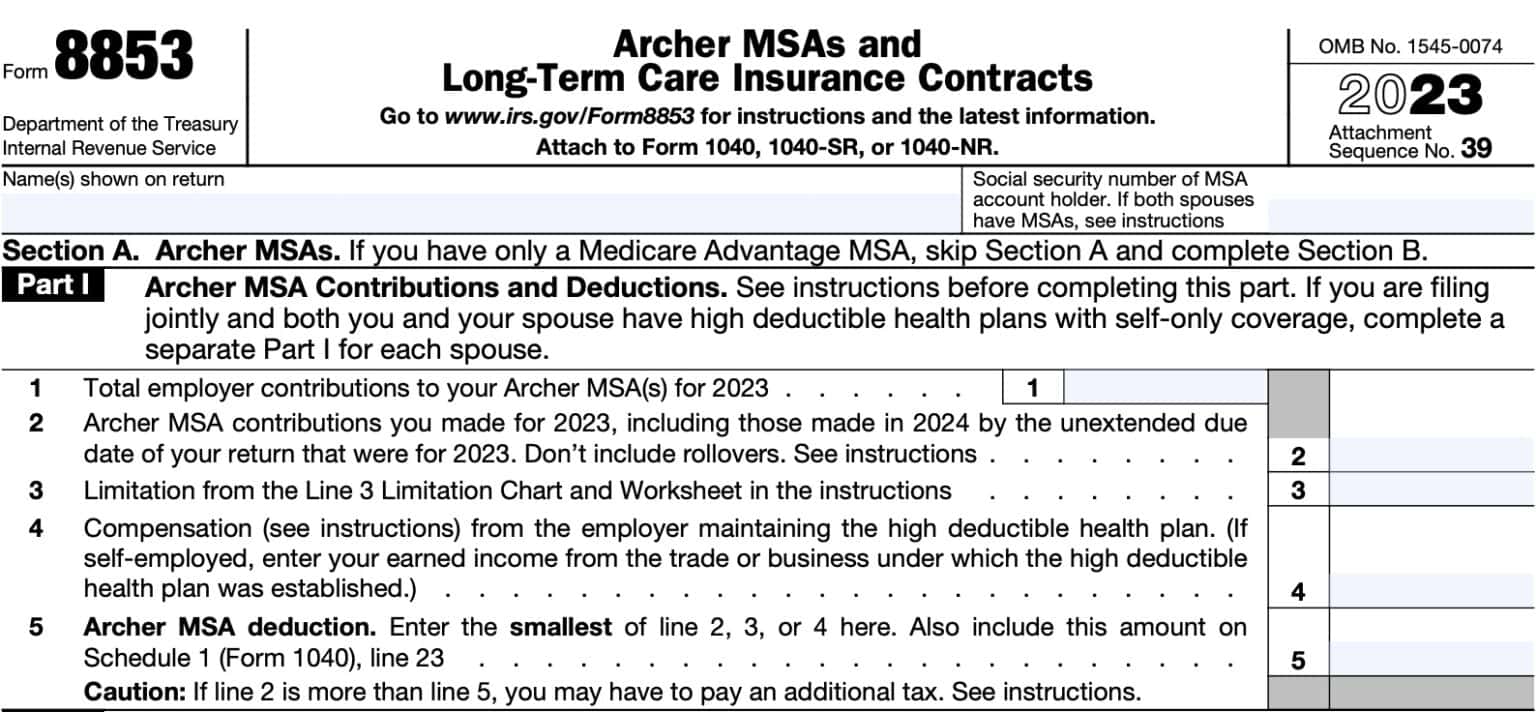 IRS Form 8853 Instructions - A Guide to Archer MSAs