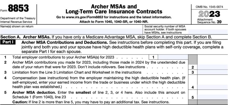 IRS Form 8853 Instructions - A Guide to Archer MSAs