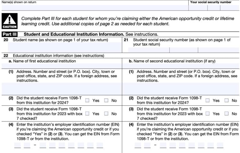 IRS Form 8863 Instructions