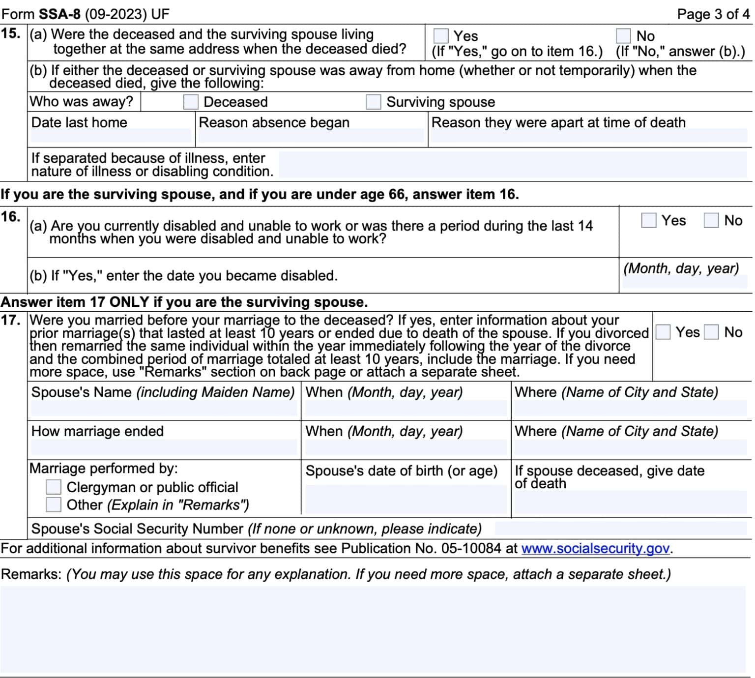 Form SSA-8 Instructions - Applying For a Lump-Sum Benefit