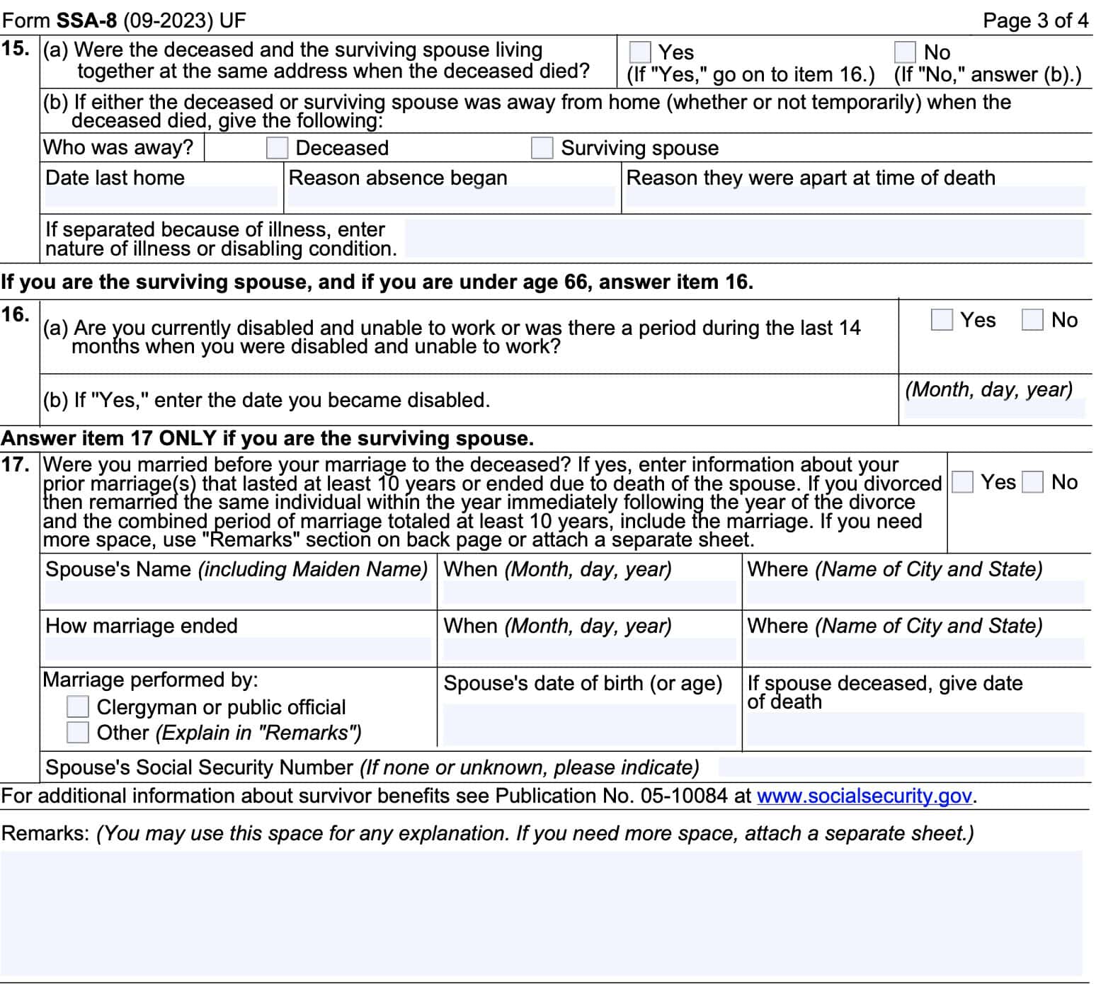 Form SSA-8 Instructions - Applying For a Lump-Sum Benefit