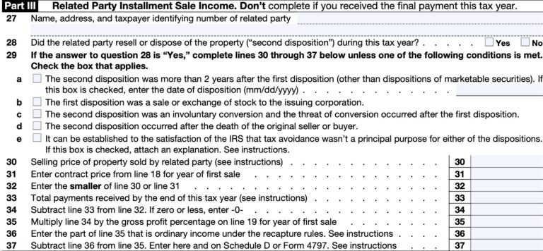 IRS Form 6252 Instructions - Installment Sale Income