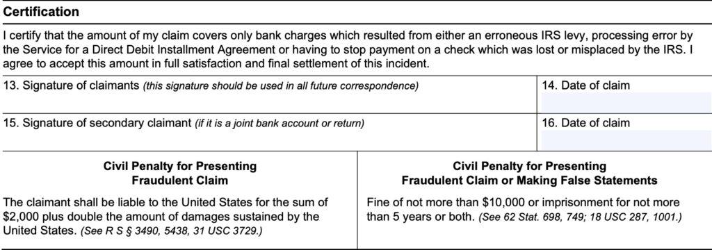 IRS Form 8546 Instructions - Reimbursement of Bank Charges