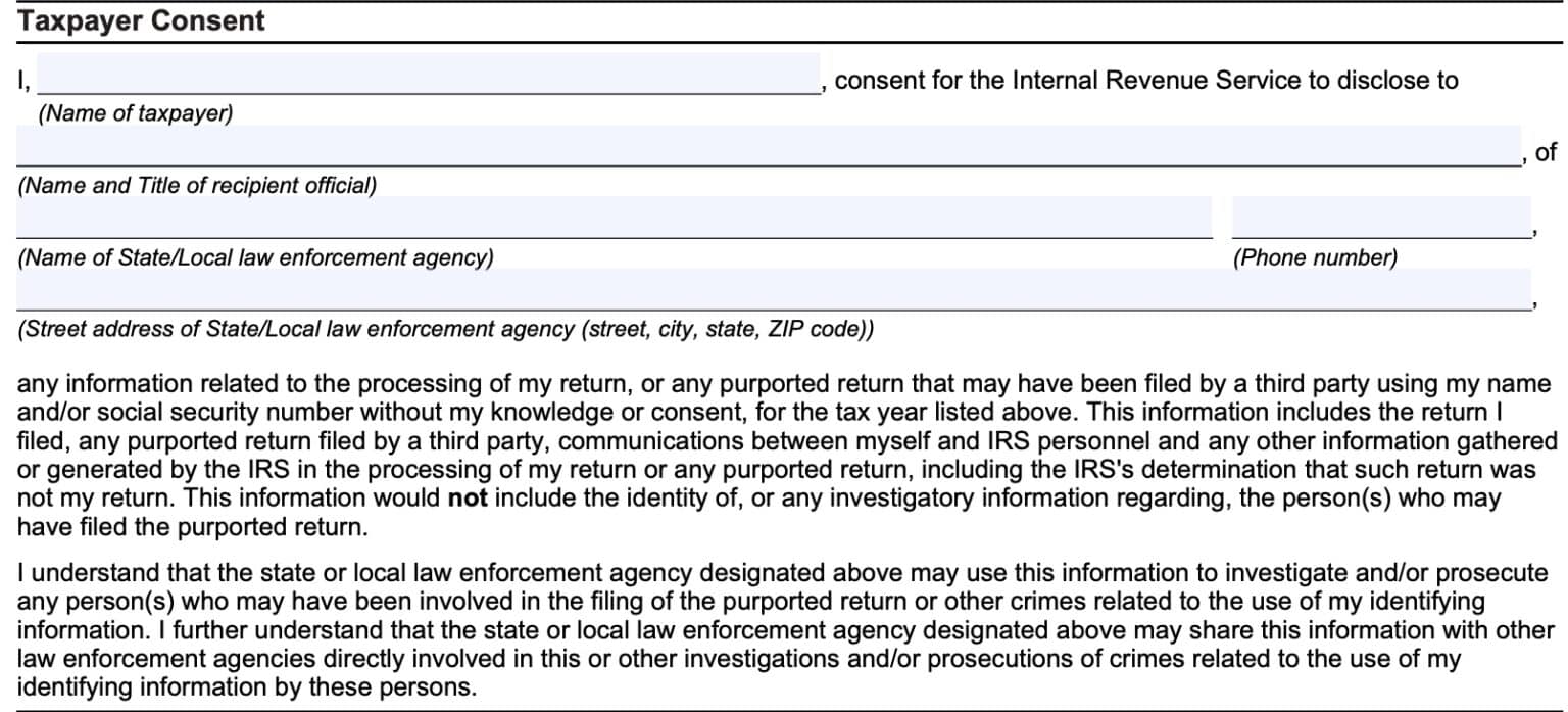 IRS Form 8821-A Instructions: IRS Disclosure for Identity Theft