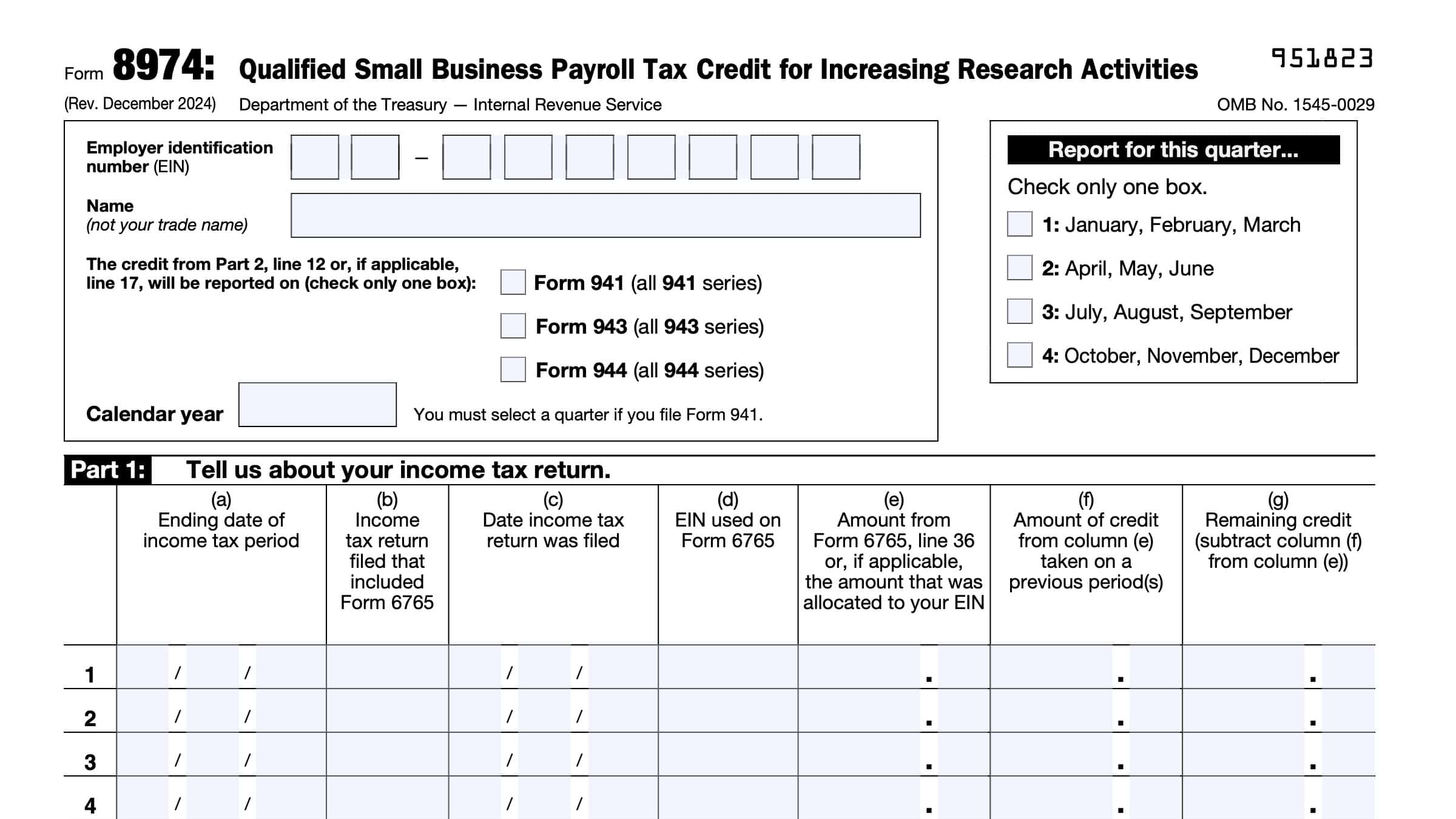 IRS Form 8974 Instructions - Small Business Payroll Tax Credit