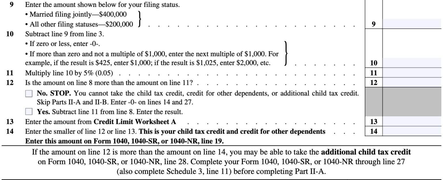 Schedule 8812 Instructions - Credits for Qualifying Dependents