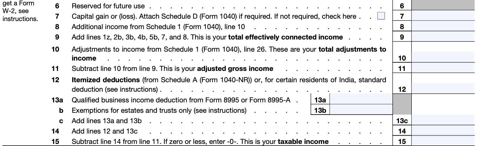 IRS Form 1040-NR Instructions - Nonresident Alien Tax Return
