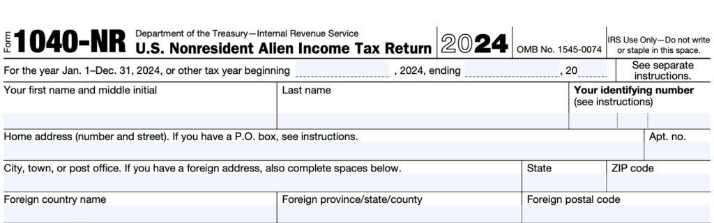 IRS Form 1040-NR Instructions - Nonresident Alien Tax Return