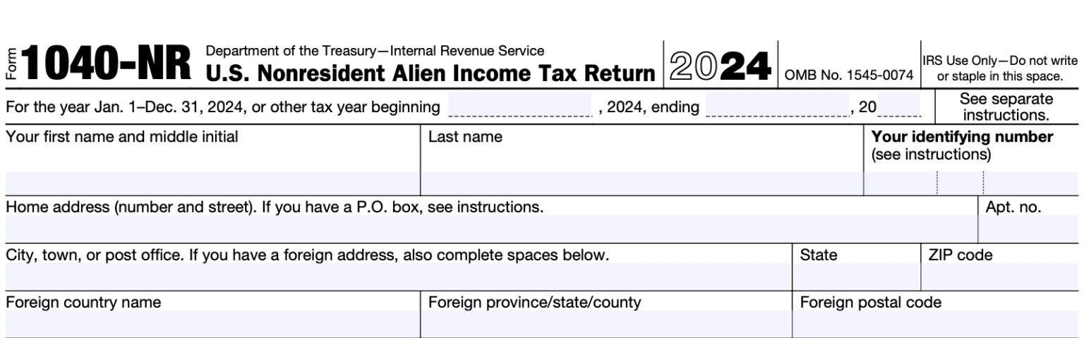 IRS Form 1040-NR Instructions - Nonresident Alien Tax Return