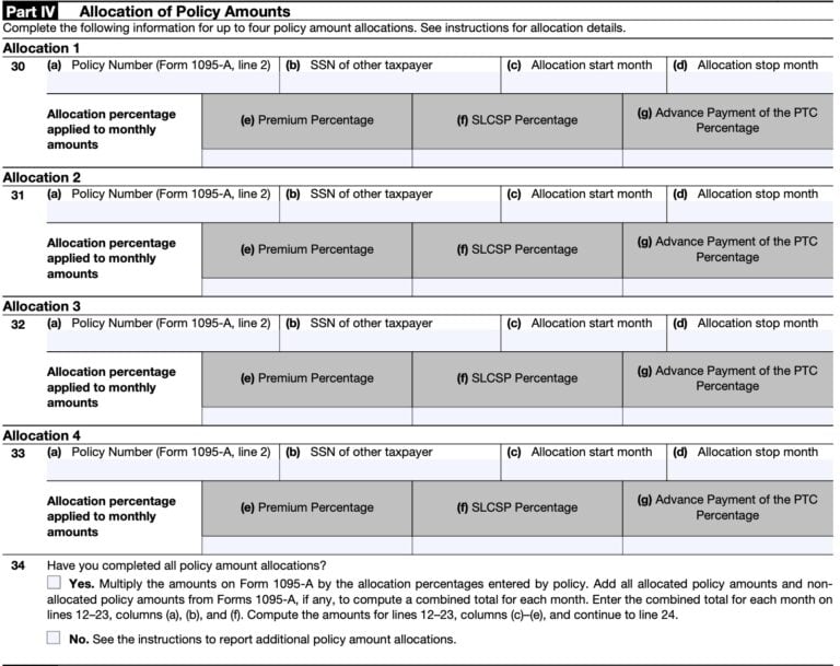 IRS Form 8962 instructions - Premium Tax Credit