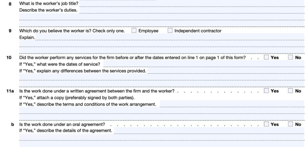 IRS Form SS-8 Instructions - IRS Determination of Worker Status