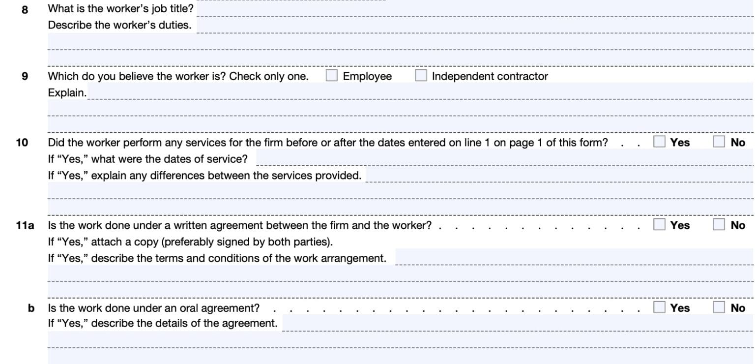 IRS Form SS-8 Instructions - IRS Determination of Worker Status