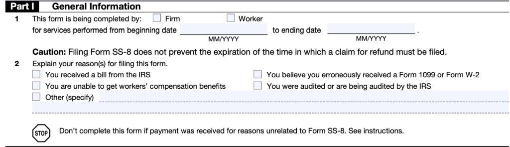 IRS Form SS-8 Instructions - IRS Determination of Worker Status