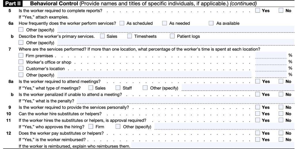 IRS Form SS-8 Instructions - IRS Determination of Worker Status