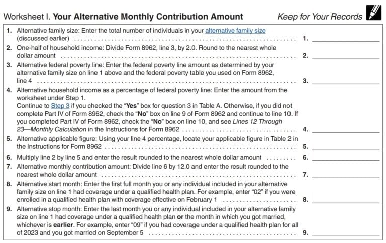 IRS Form 8962 instructions - Premium Tax Credit