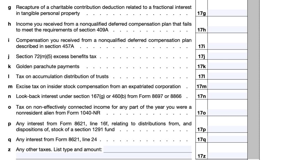IRS Schedule 2 Instructions - Additional Taxes