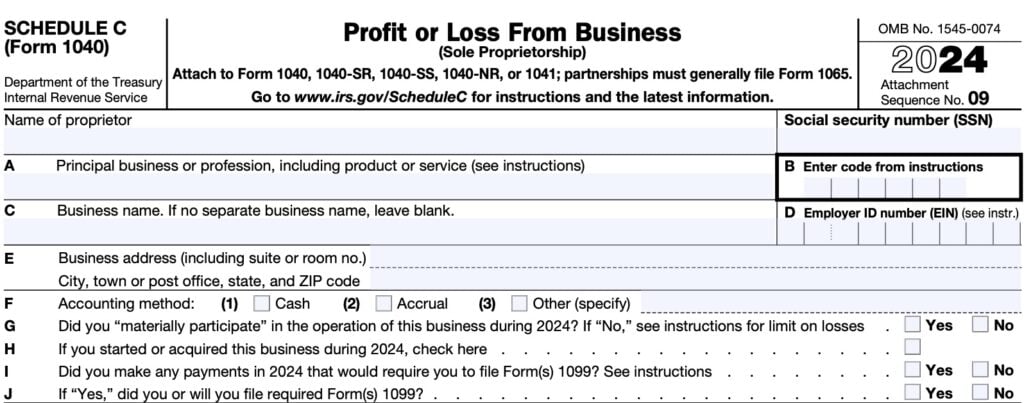 IRS Schedule C Instructions - Business Profit or Loss