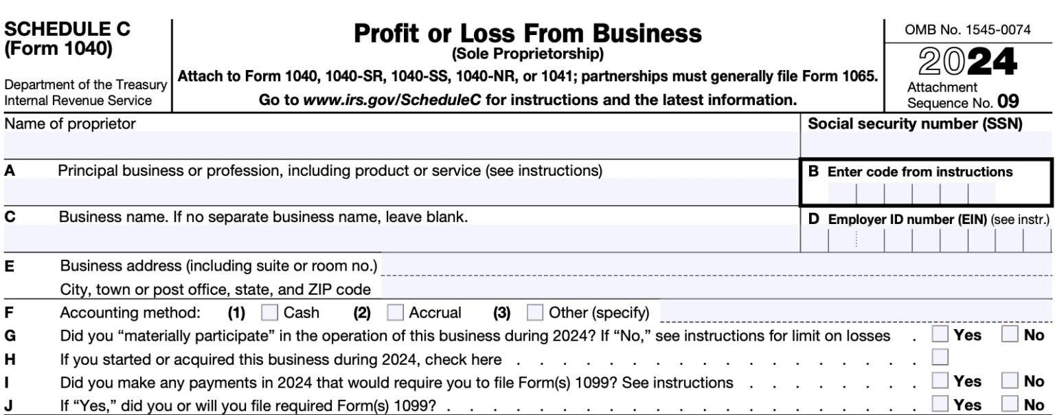 IRS Schedule C Instructions - Business Profit or Loss