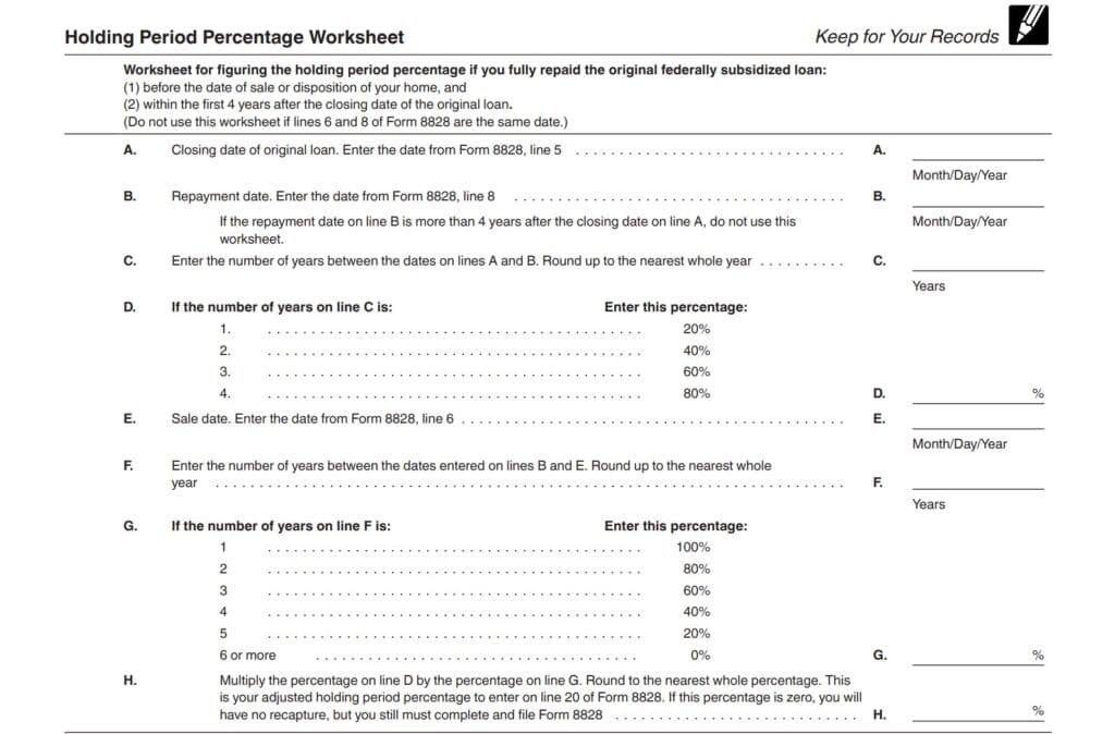 IRS Form 8828 Instructions - Federal Mortgage Subsidy Recapture