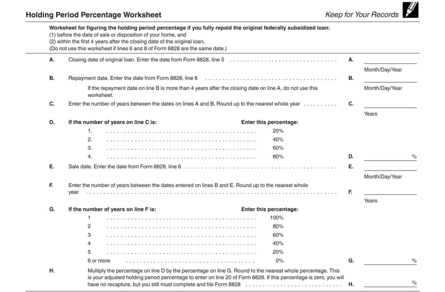 IRS Form 8828 Instructions - Federal Mortgage Subsidy Recapture