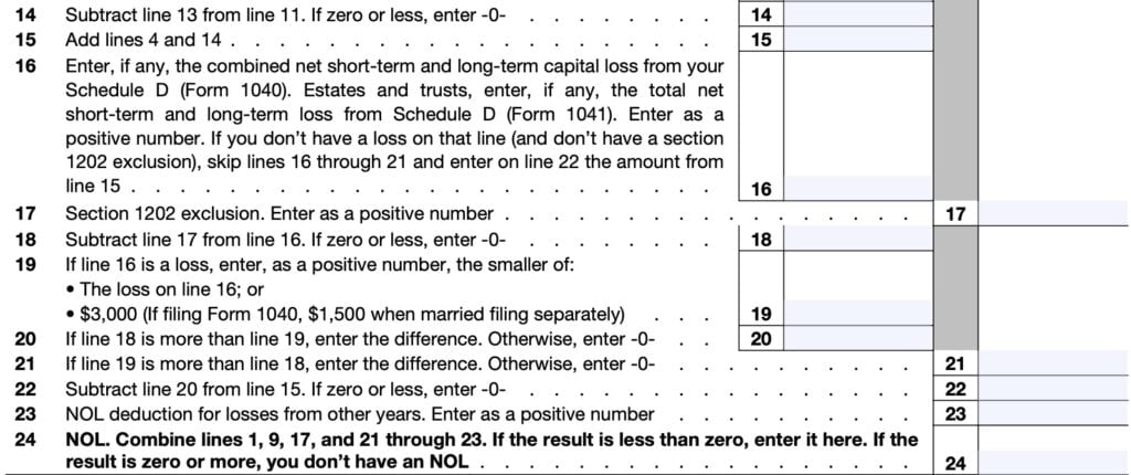 IRS Form 172 Instructions - Net Operating Losses (NOLs)