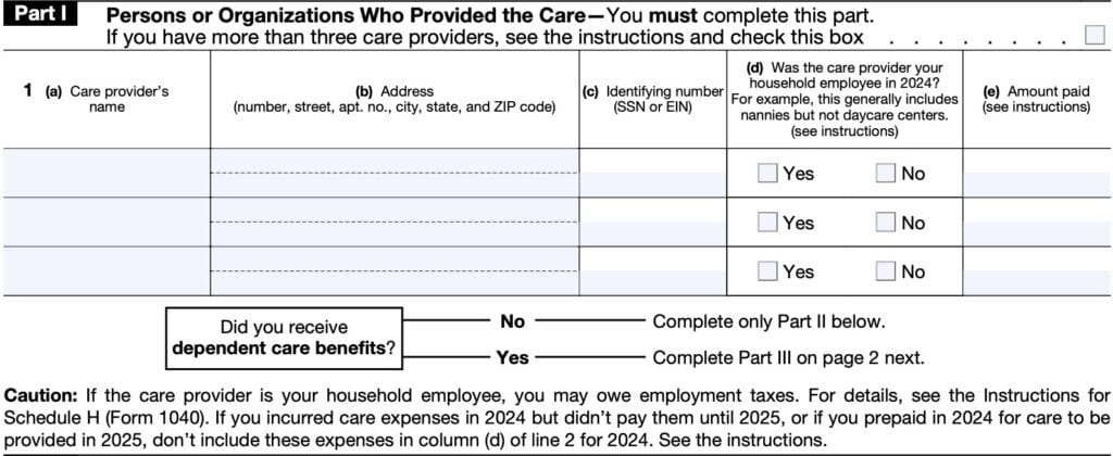 IRS Form 2441 Instructions - Child and Dependent Care Expenses