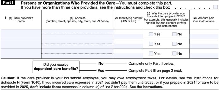 IRS Form 2441 Instructions - Child and Dependent Care Expenses