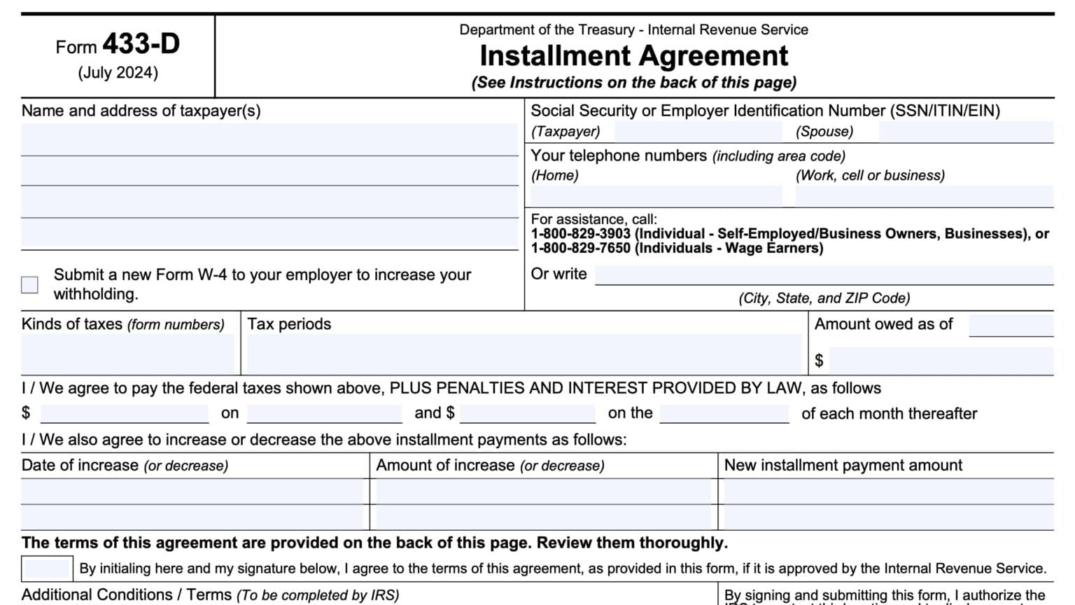 IRS Form 9465 Instructions - Your Installment Agreement Request