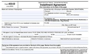 IRS Form 433-D Instructions - Setting Up An Installment Agreement