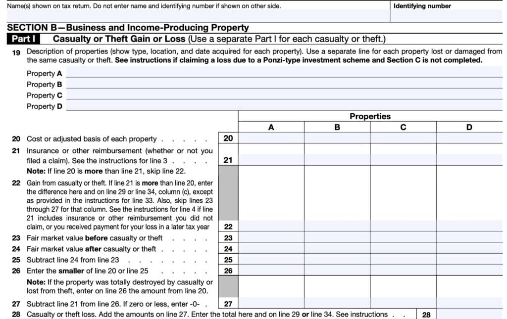 IRS Form 4684 Instructions - Deducting Casualty & Theft Losses