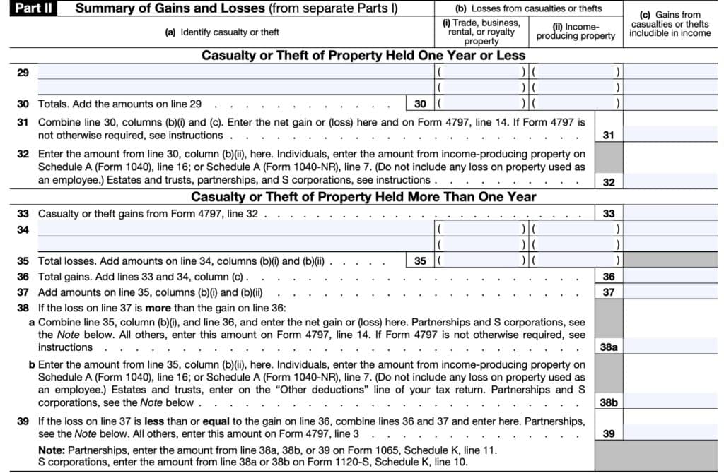 IRS Form 4684 Instructions - Deducting Casualty & Theft Losses