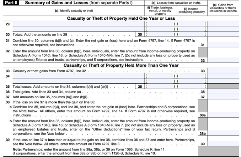 IRS Form 4684 Instructions - Deducting Casualty & Theft Losses