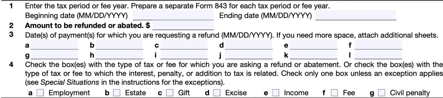 IRS Form 843 Instructions